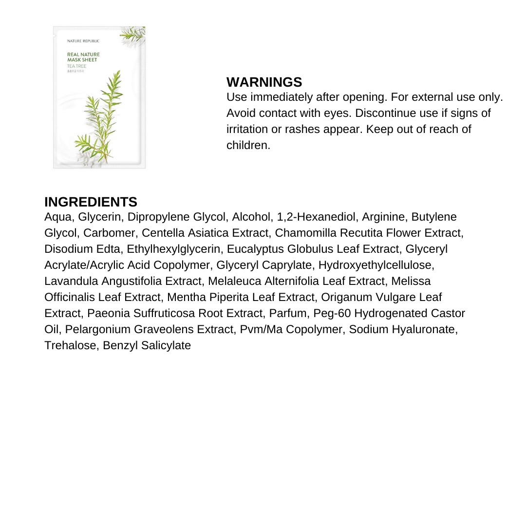 Real Nature Tea Tree Mask Sheet (10 SHEETS) – Nature Republic UK