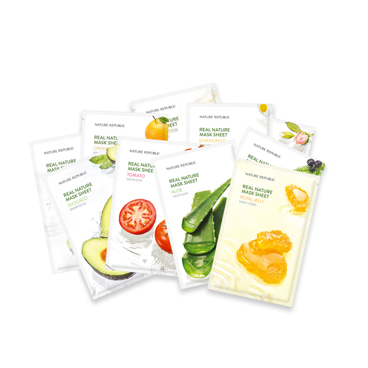 Assorted Real Nature Mask Sheets (PACK OF 10) – Nature Republic UK